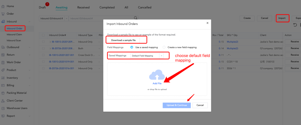 How to create an inbound order in WMS? – ShipOut Support Center